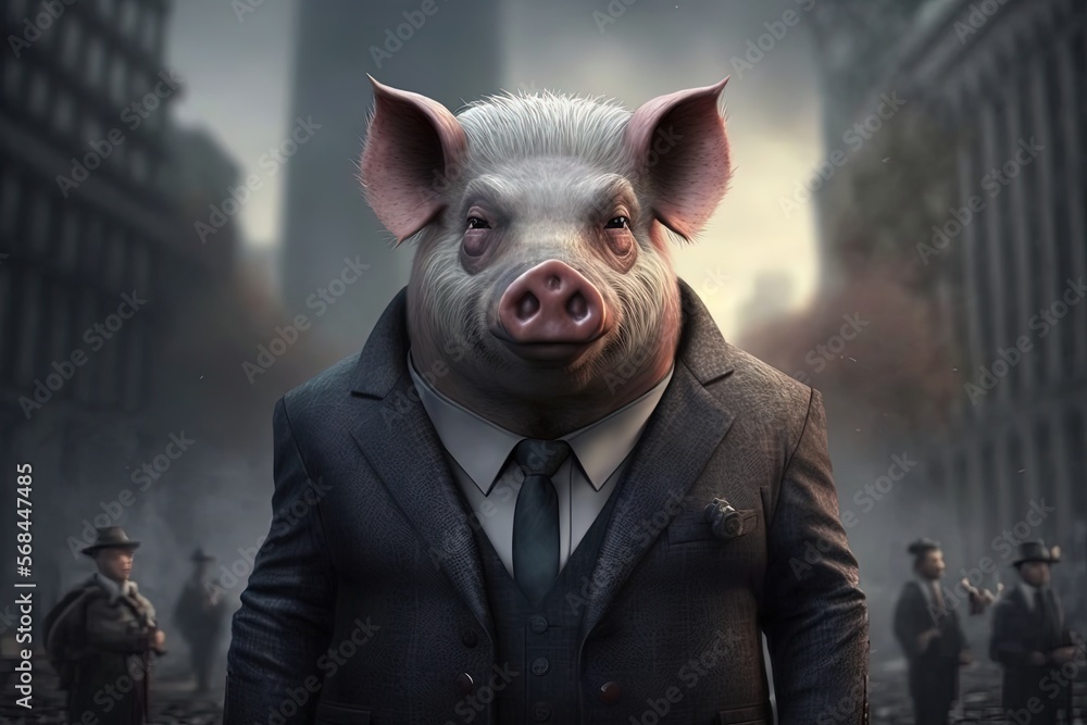 pig wearing businessman outfit, pig wearing formal clothes, idea for ...