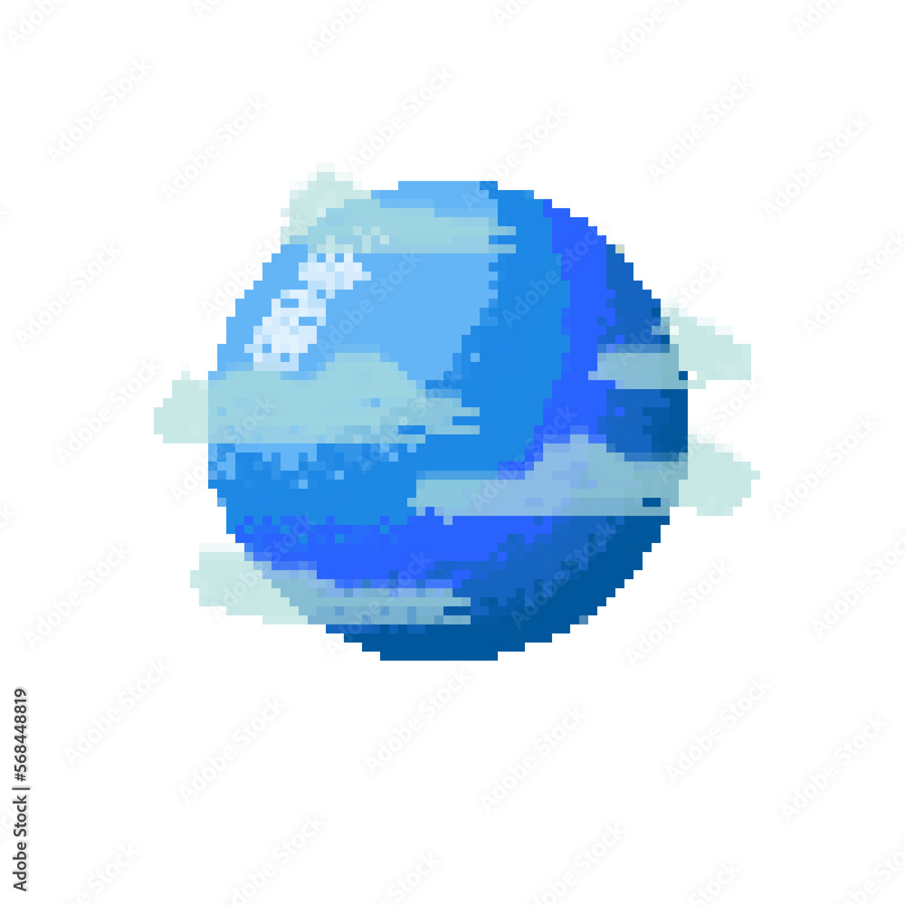 pixel planet B for blue blowy ball in the sky! Stock Illustration ...
