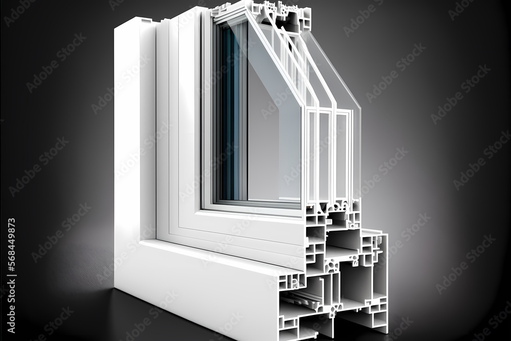 Samples white pvc frame of window profiles. Generation AI Stock ...