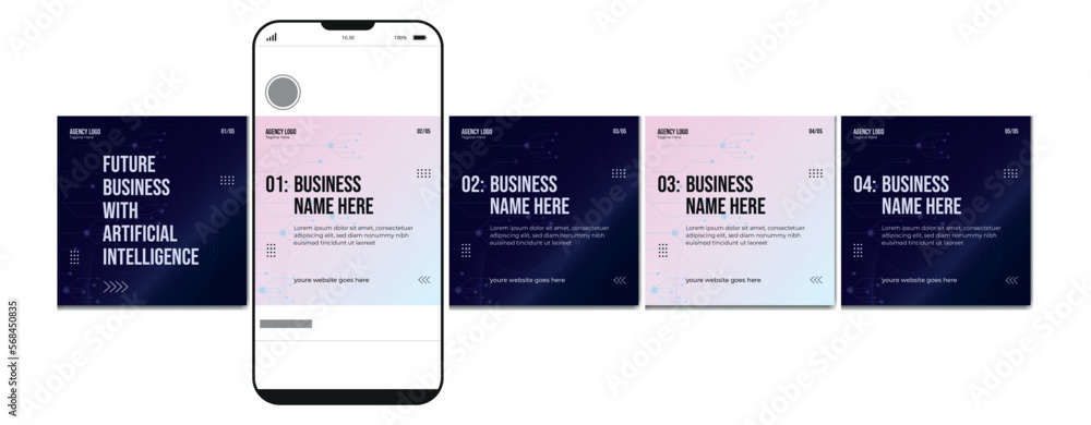 Carousel post template. Artificial intelligence, Instagram microblog ...
