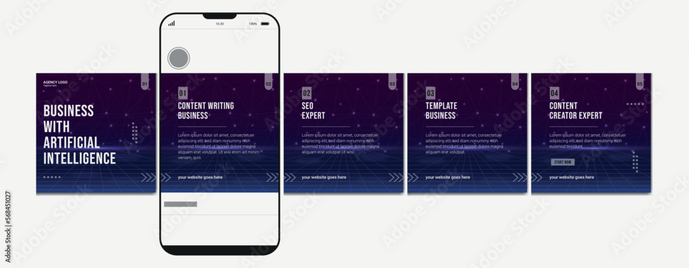 Carousel post template. Artificial intelligence, Instagram microblog ...