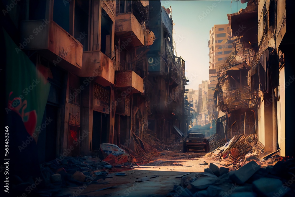 War Zone or a Bombed-Out City. The Aftermath of War. Shattered Lives ...