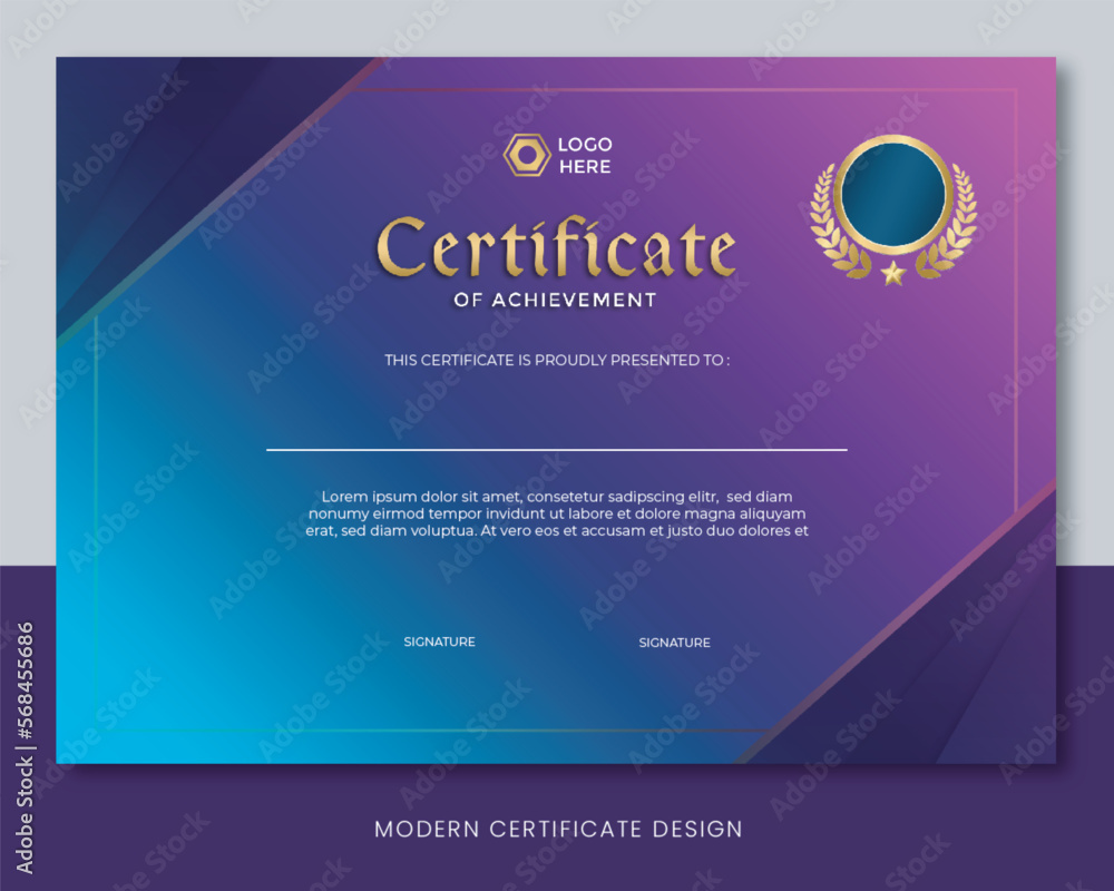 technology colour modern certificate design template lanscape A4 ...