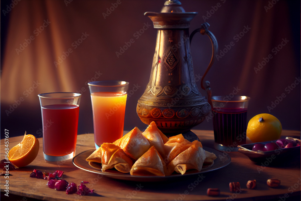 Traditional Iftar dinner for Ramadan | Dinning table with traditional ...