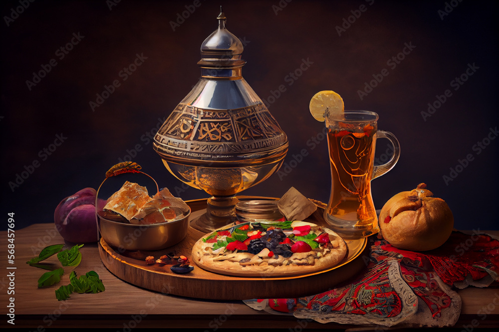 Traditional Iftar dinner for Ramadan | Dinning table with traditional ...