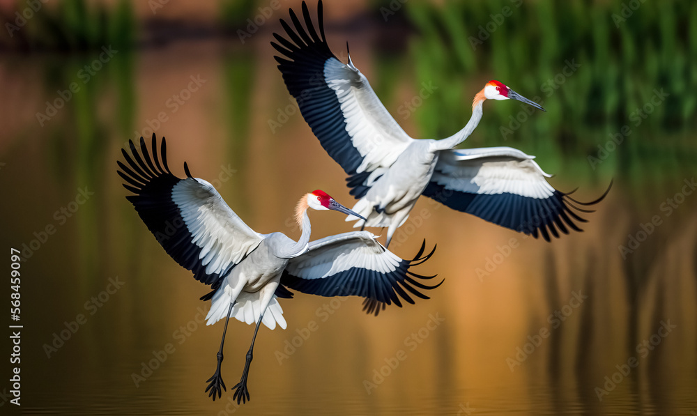 Sarus crane, world's tallest flying bird. animal wildlife. digital ai ...