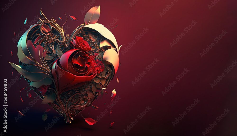Steampunk Heart Surprise with an Elegant Red Rose from within ...