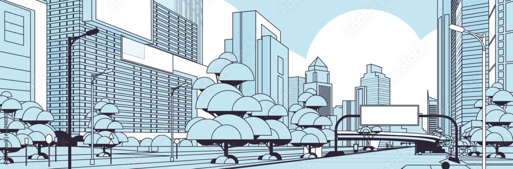 city buildings skyline modern architecture waste management concept ...