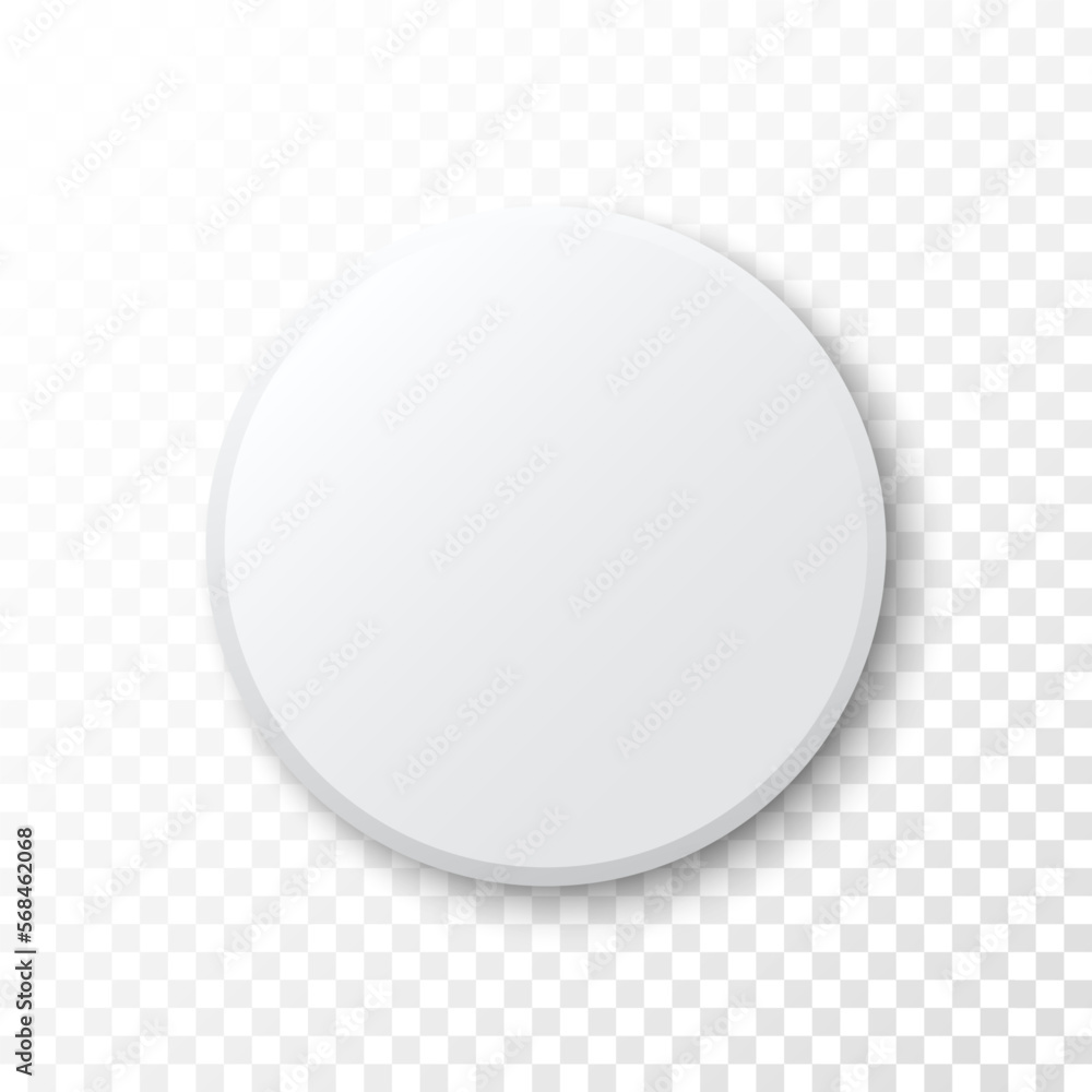 White round realistic medical pill isolated on transparent background ...