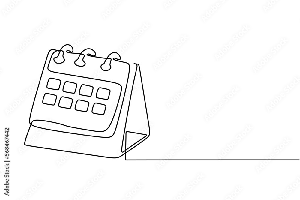 calendar continuous line drawing. One line art of calendar, memorable ...