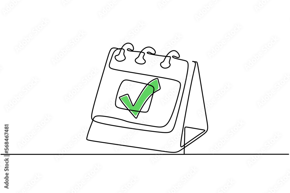 calendar continuous line drawing. One line art of calendar, memorable ...