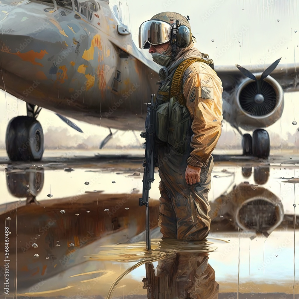 ww2 pilot drawing , generative artificial intelligence Stock ...