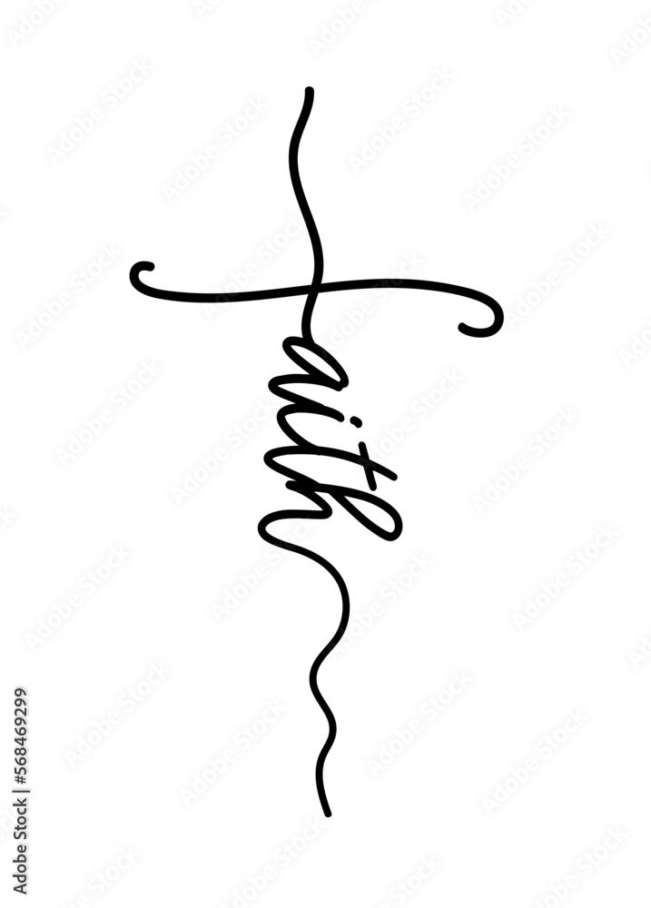 Faith in the shape of a cross. Christian, religious churh vector quote ...
