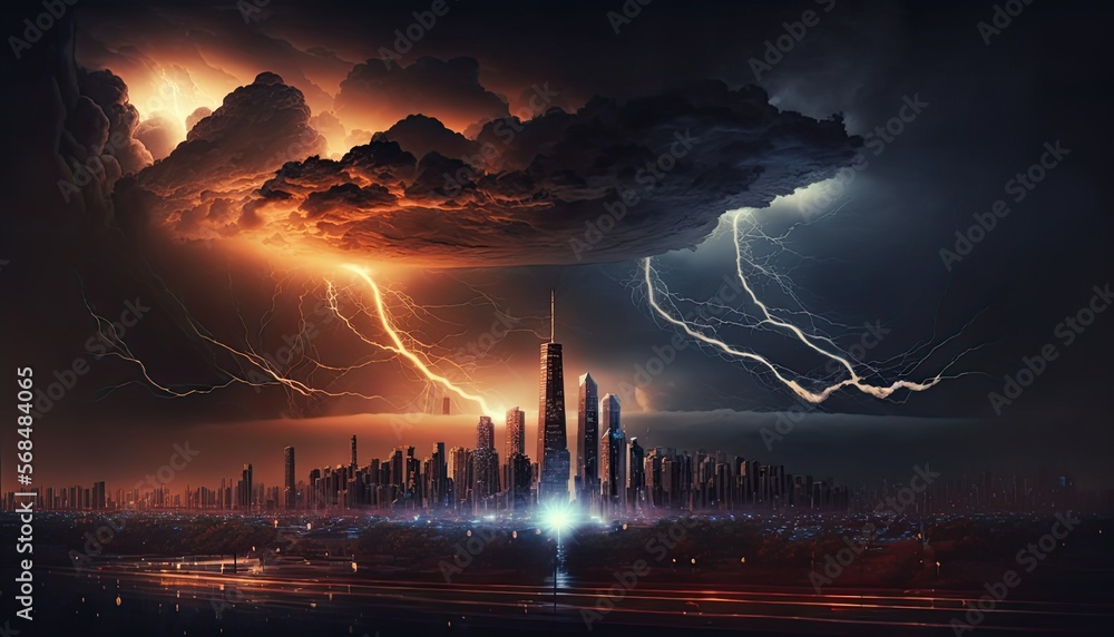 Night modern city under thunder storm. Future-Ready: The Technological ...