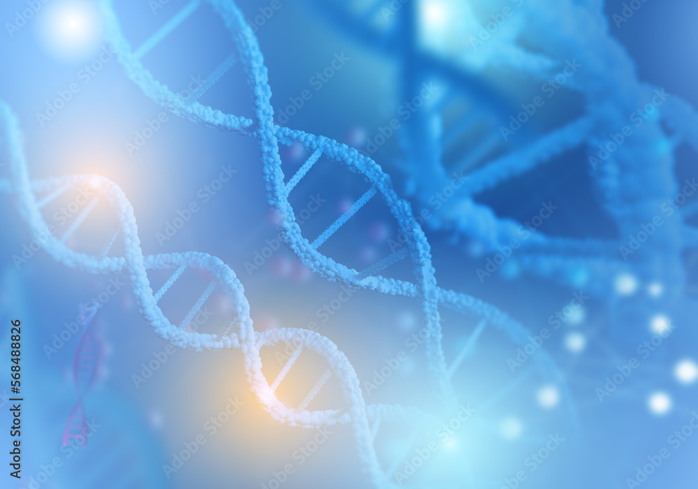 Genetic background. DNA helix on blue. Scientific scenery. Background ...