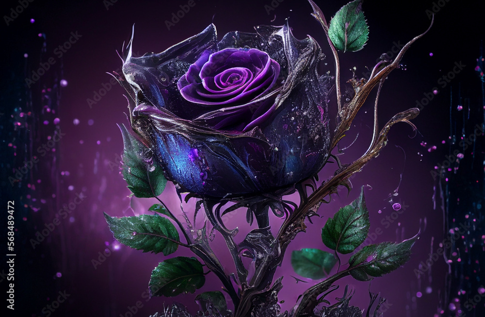 Purple rose, goth style spring, summer illustration made with AI ...