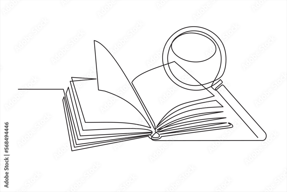 Magnifier hand drawn by one continuous line art drawing vector ...