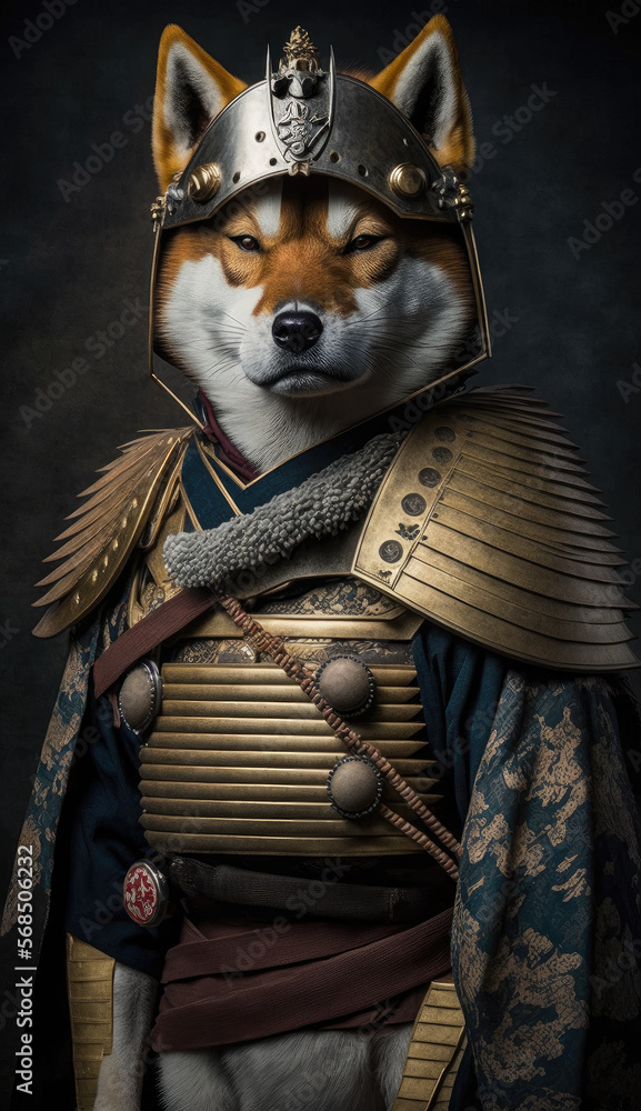 Shiba Dog as a Japanese Samurai detailed Stock Illustration | Adobe Stock