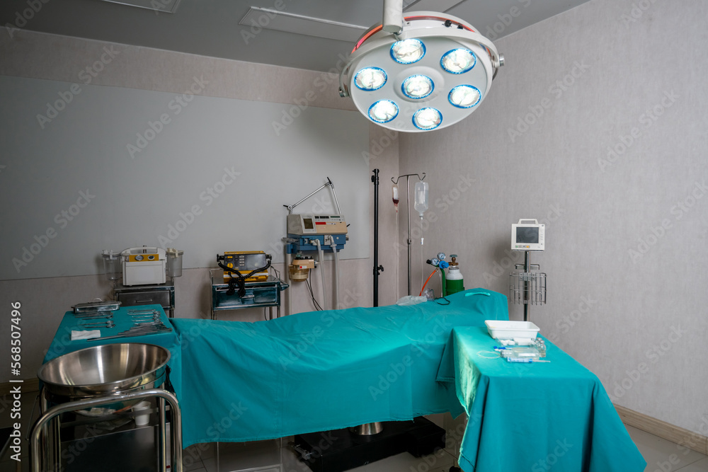Sterile operation room in the hospital display sets of medical surgical ...