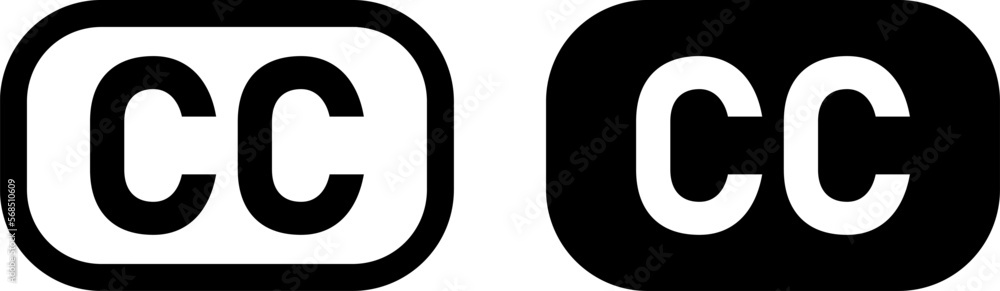 Closed Captioning or CC Sign Subtitles Symbol Solid Black and Line Art ...