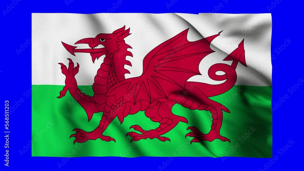 Flag of Wales waving isolated by the alpha channel(transparent ...