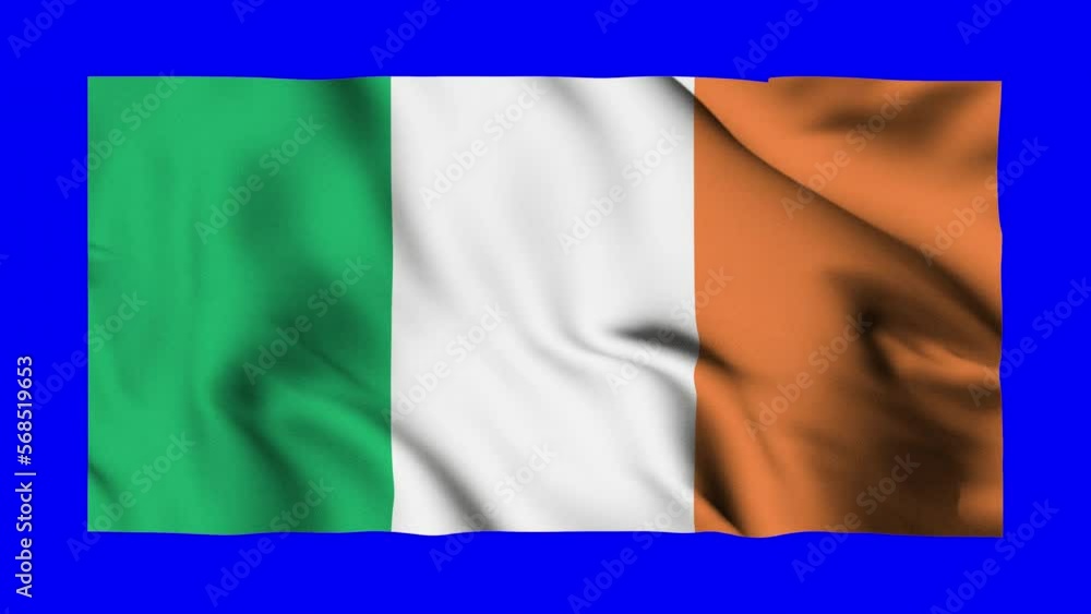 Flag of Ireland waving isolated by the alpha channel(transparent ...