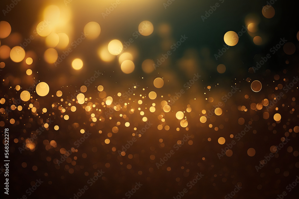 Gold abstract bokeh background. real backlit dust particles with real ...