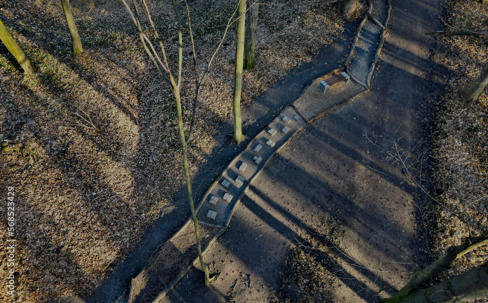 Tactile path for bare feet awakens the senses and uneven endings on the ...