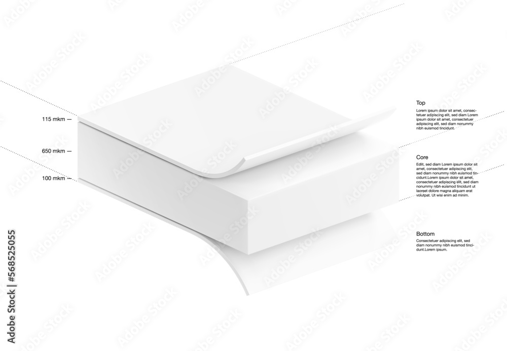 Realistic three-layer material. Great base for infographics. Vector ...