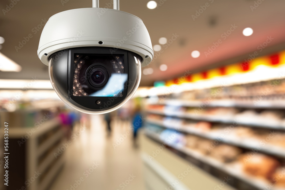 Photo & Art Print CCTV Observation camera in a supermarket - Generative AI, Jürgen Fälchle