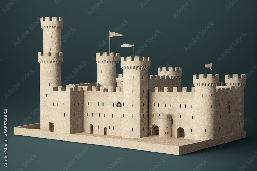 papercraft diorama: medieval castle (generative ai content) Stock ...