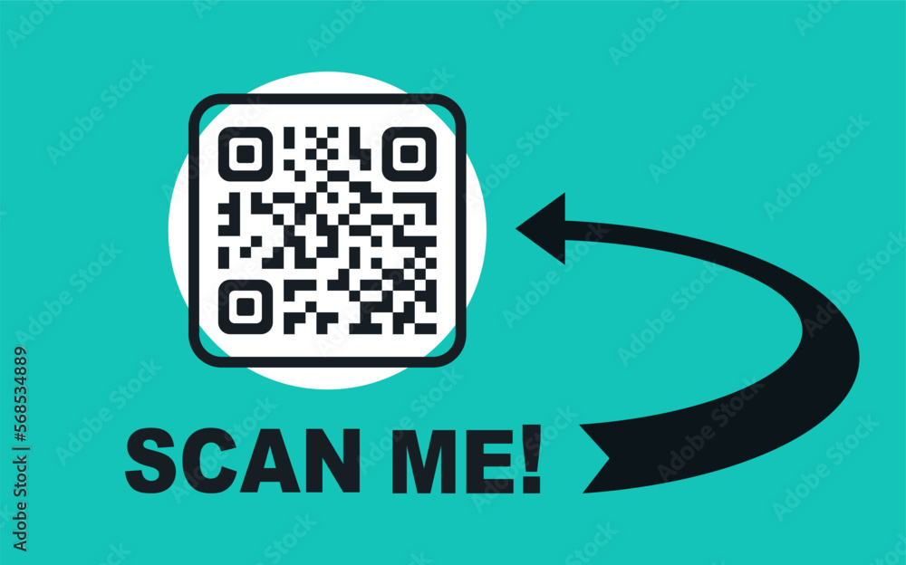 Scan me icon with QR code. Symbol or emblem. QR code scan for ...