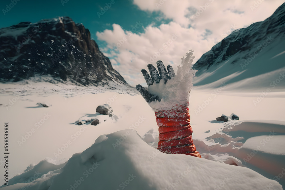 Man's hand is sticking out of a snowdrift asking for help, after the ...