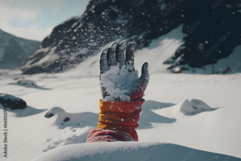 Man's hand is sticking out of a snowdrift asking for help, after the ...