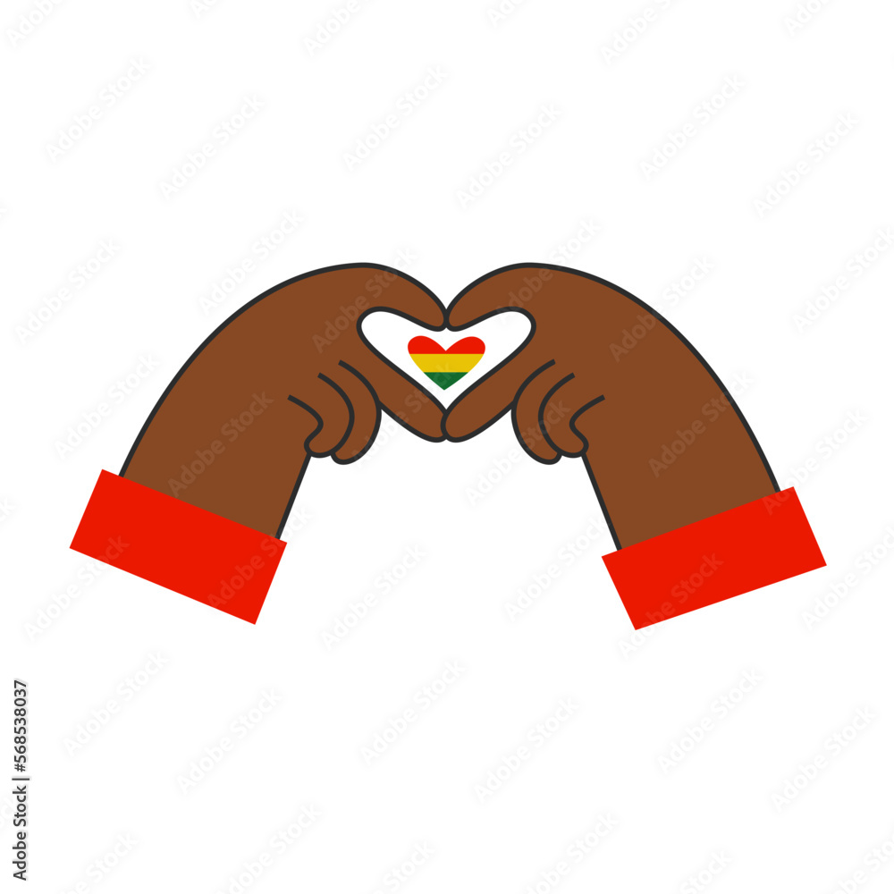 Black history month. African american hands making a gesture with heart ...