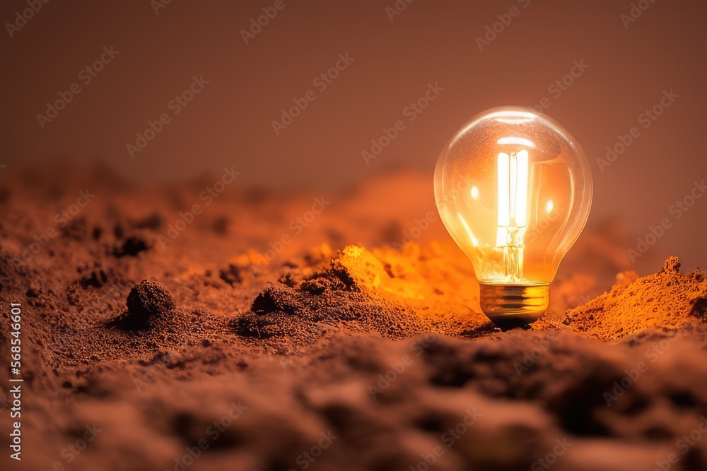 High-Resolution Image of Lightbulb Growing Out of Dirt Showcasing the ...