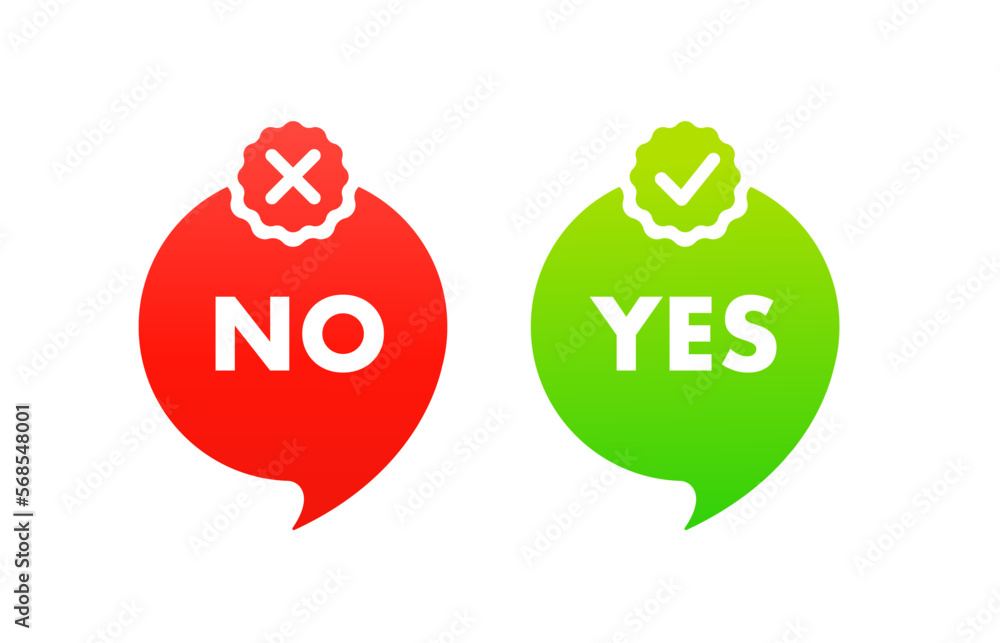 Tick check mark and cross mark symbols icon element, Simple ok yes no graphic design. Elements ...