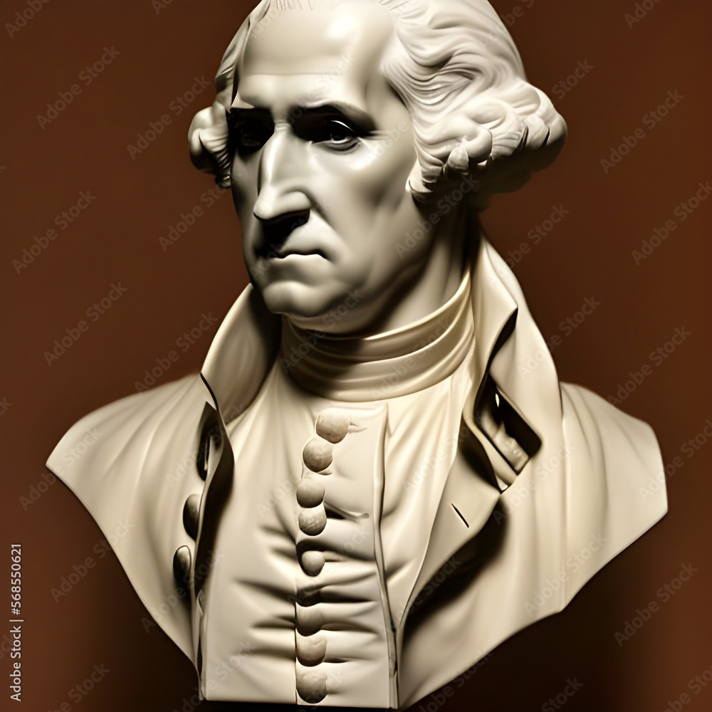 Generative AI image featuring the white marble bust of President George ...