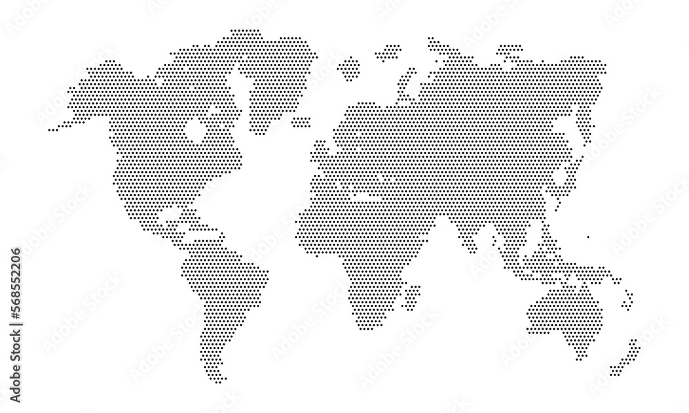 world map layout in dots on a white background world map in a circle ...