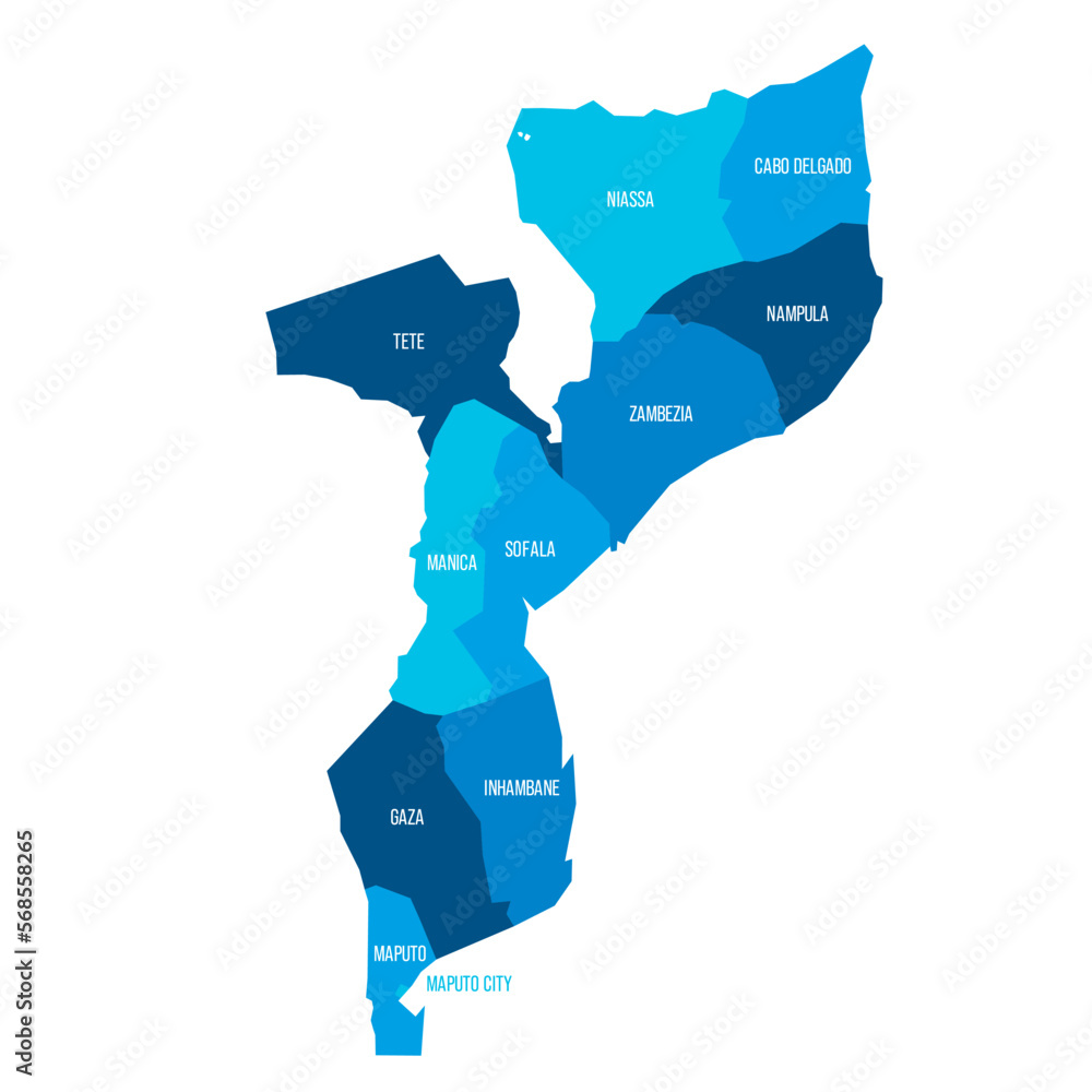 Mozambique political map of administrative divisions - provinces and ...