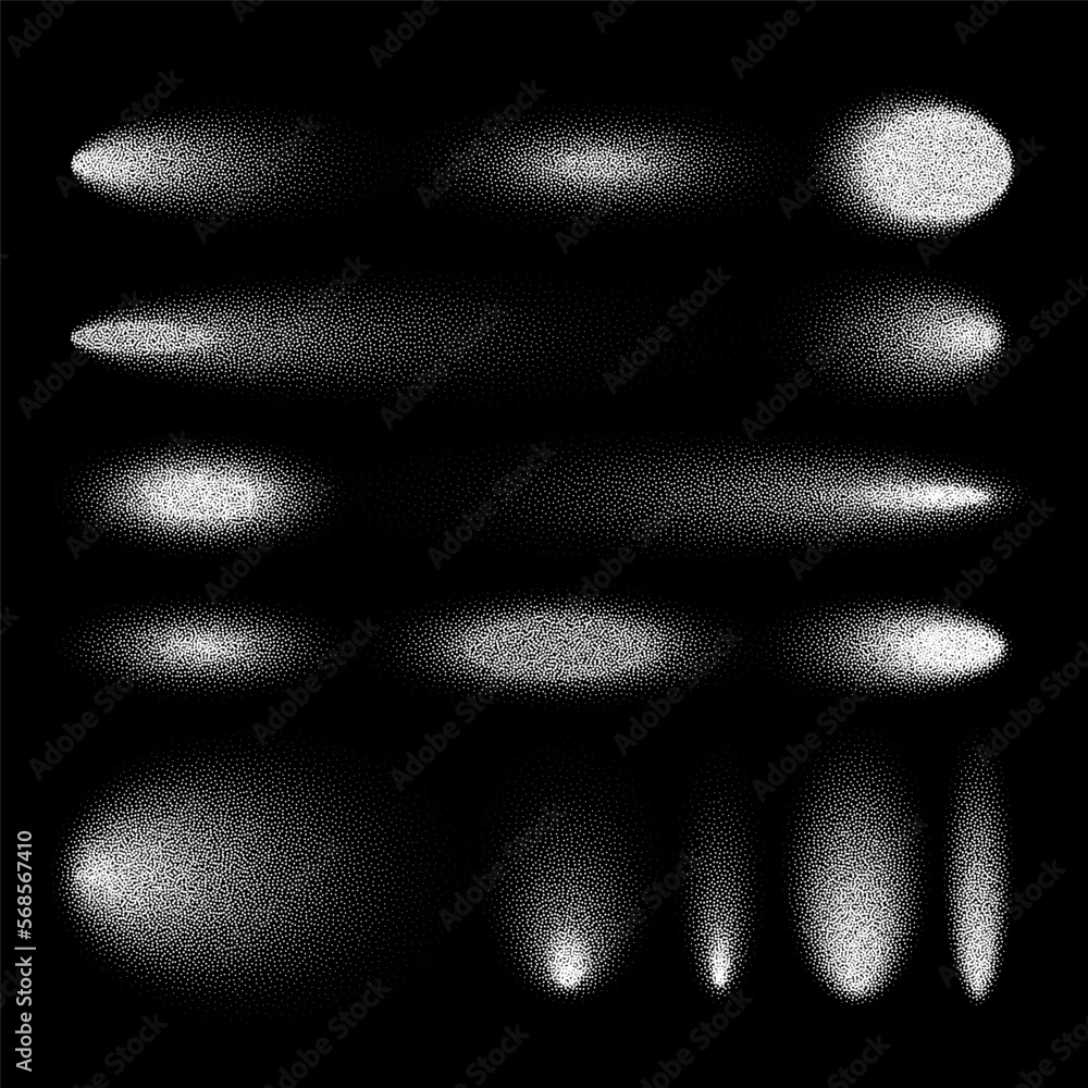 Stipple shadows set, dotted design elements. Fading gradient. Stippling ...