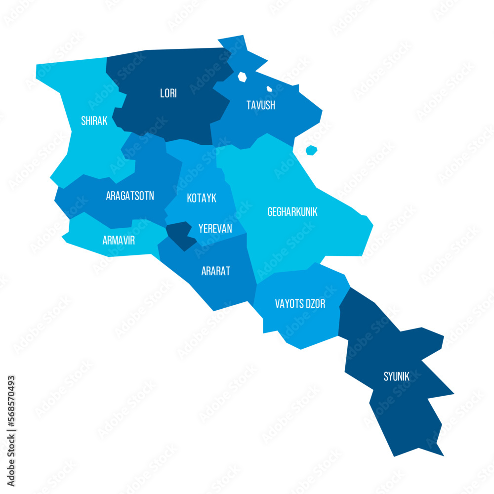 Armenia political map of administrative divisions - provinces and ...