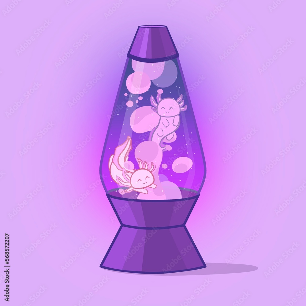 Creative concept illustration pet axolotl floating in lava lamp. Stock ...