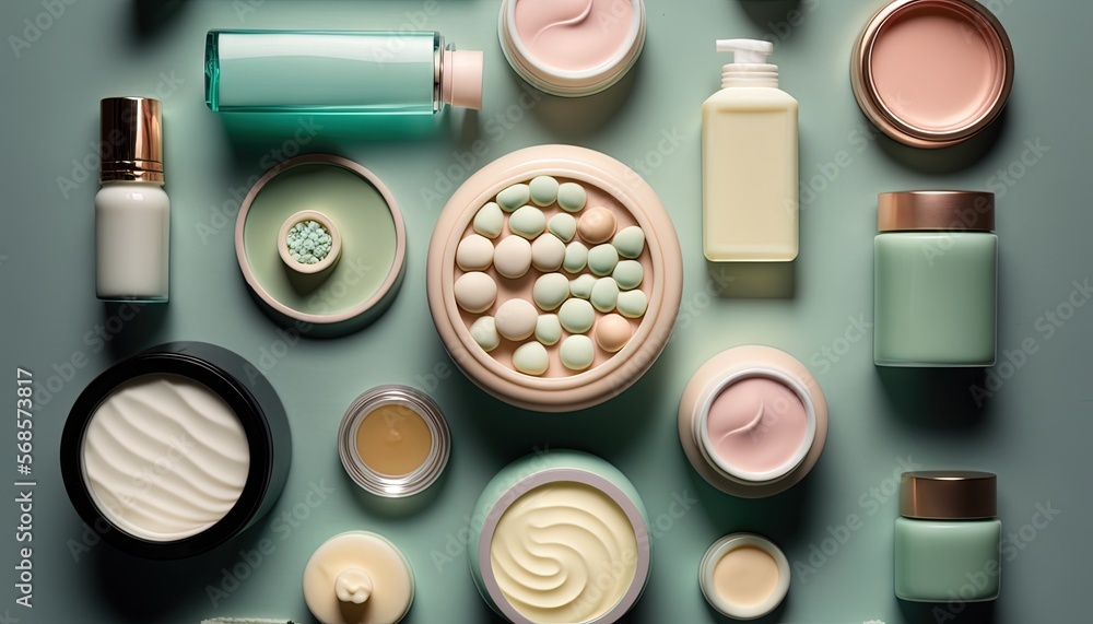 a table topped with lots of different types of cosmetics and bottles of ...