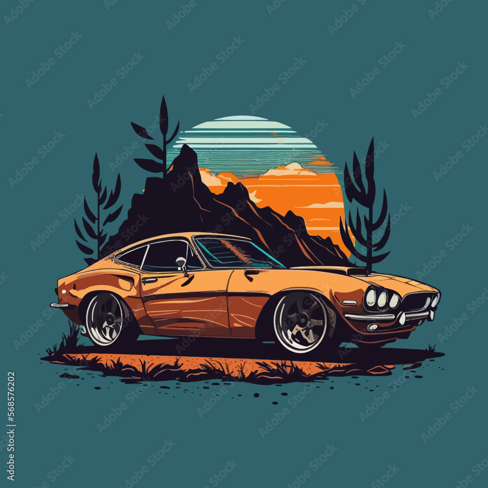 Car Graphic Vintage retro classic car logo - 80s Car Symbol Stock ...