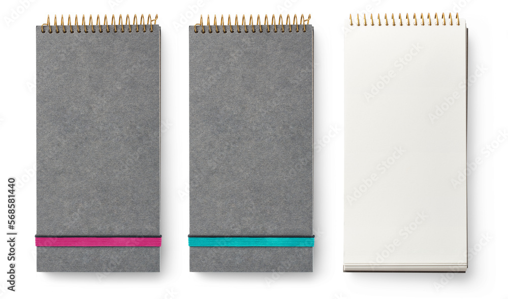 long vertical grey notebooks / ring binders with elastic band closure ...