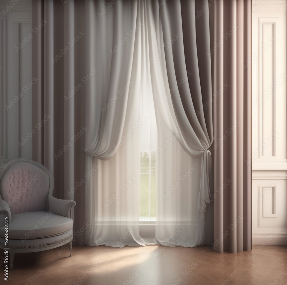 Generative AI: background with ethereal satin curtains Stock ...