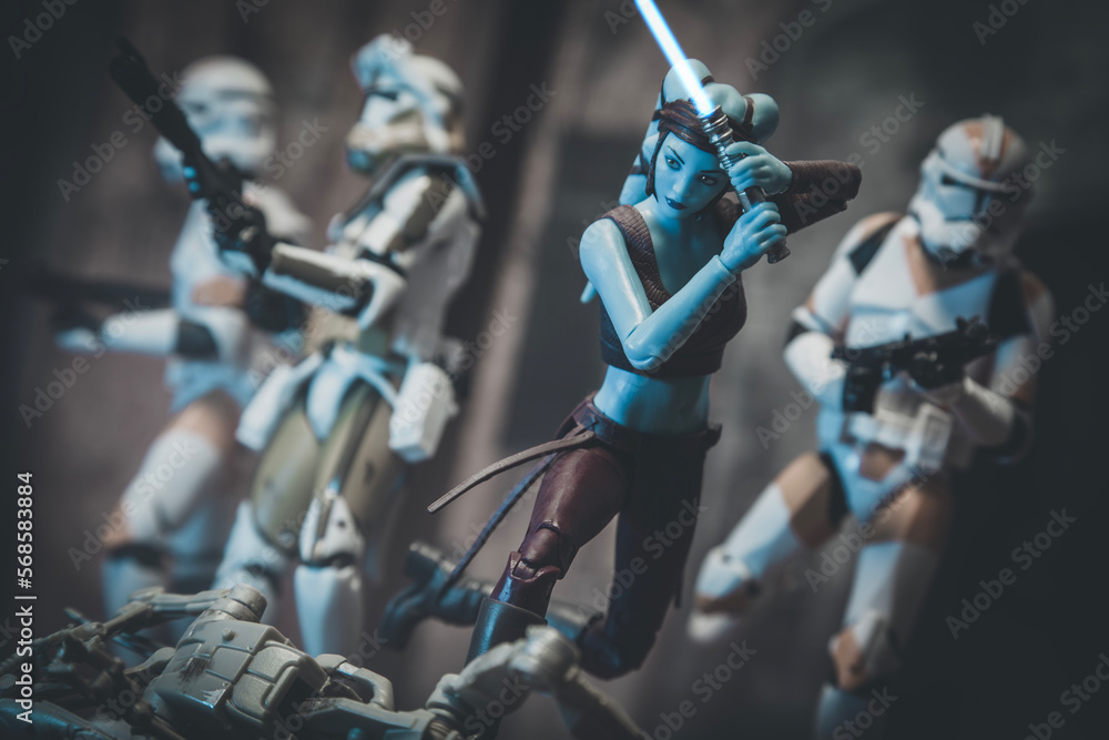 NEW YORK USA, FEB 8 2023: scene from Star Wars The Clone Wars Jedi ...