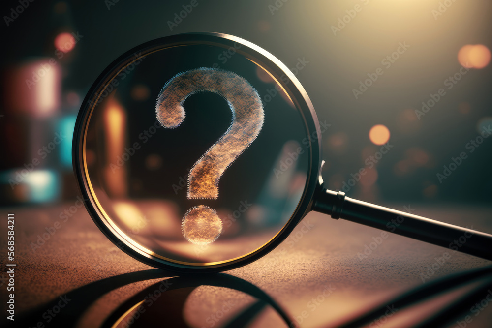 Magnifying glass with question mark - Generative AI Stock Illustration ...