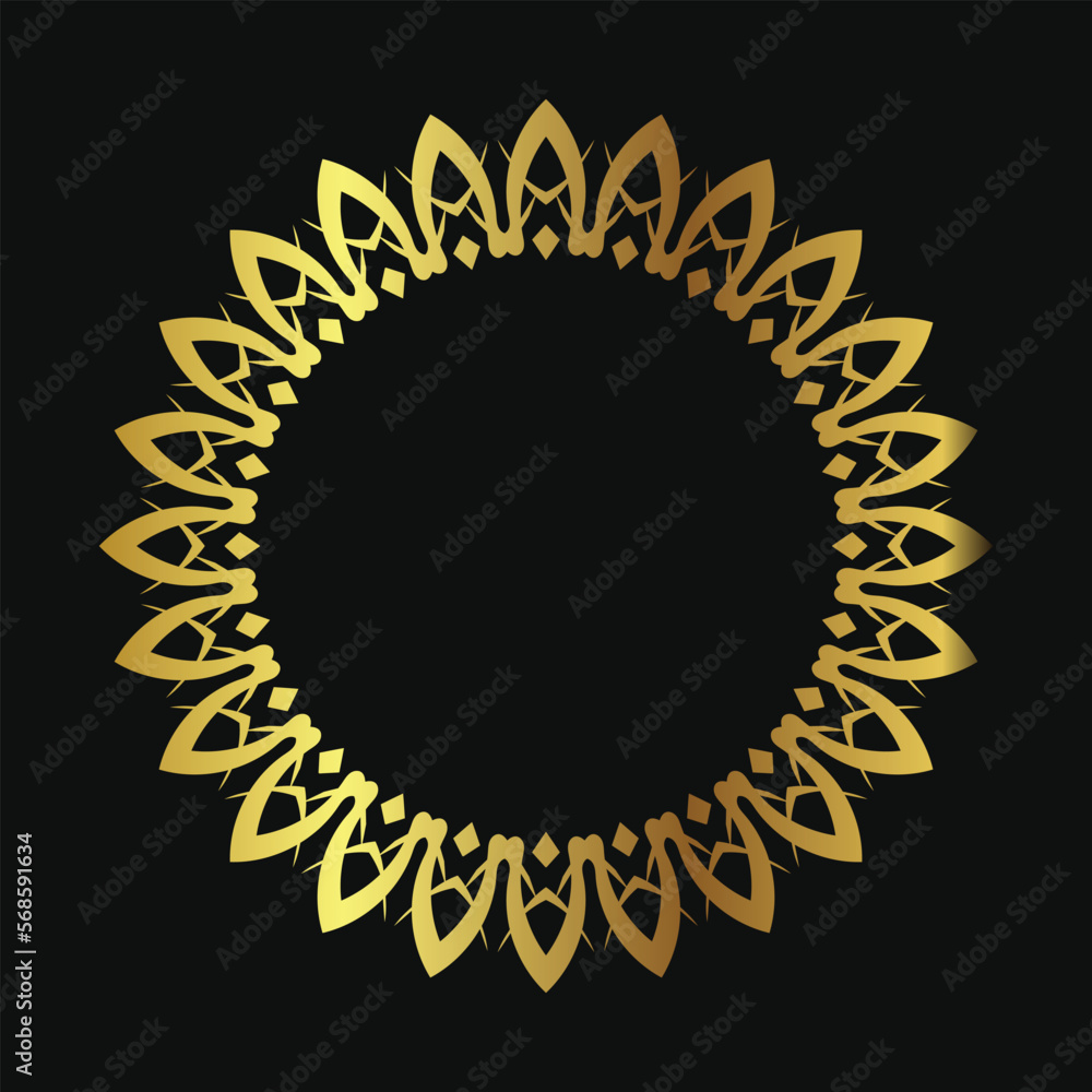 decorative round frame for design with floral ornament. Circle frame ...